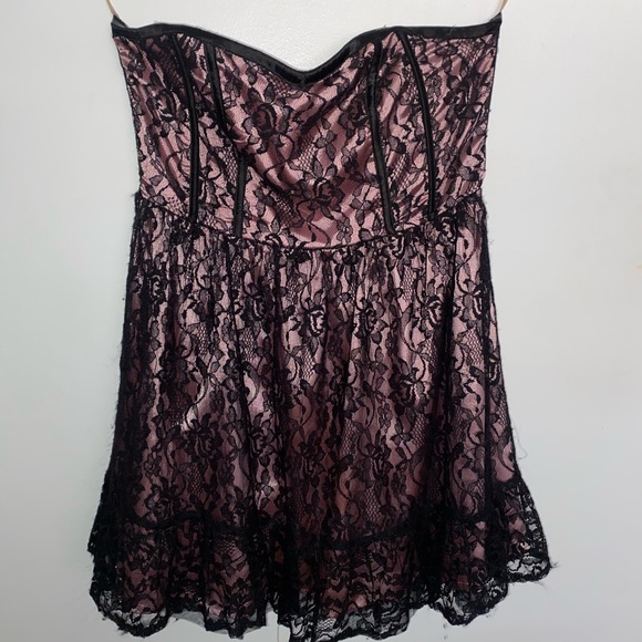 Agaci Dresses Agaci Black Lace And Pink Mini Formal Dress Poshmark
